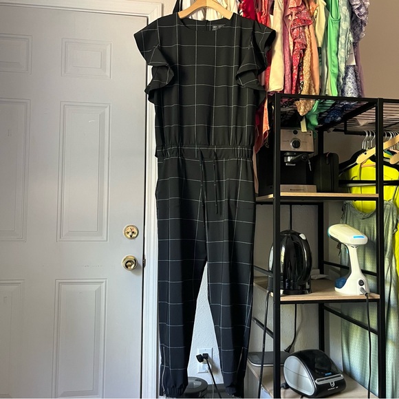 Albion | Pants & Jumpsuits | Albion Black Windowpane Check Plaid Nylon ...
